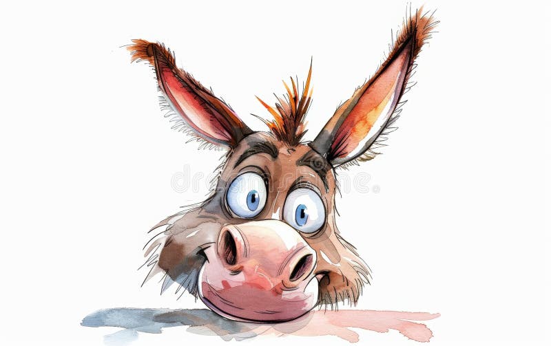 A Cartoon Donkey with a Big Nose and Floppy Ears Stock Illustration ...