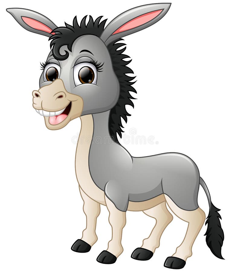 Cartoon Donkey Smile and Happy Stock Vector - Illustration of creature ...