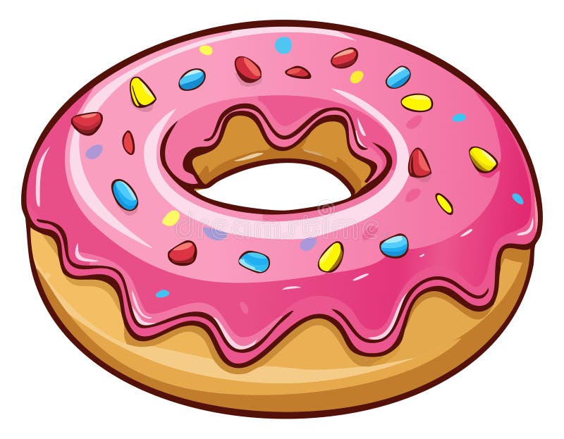Cartoon Donut with Pink Icing. Generative AI Stock Vector ...