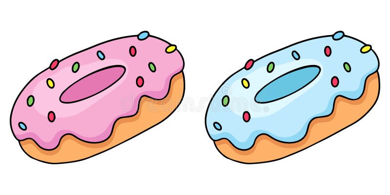 Cartoon Donuts with Shadow, Pink and Blue, Vector Design Element in the ...