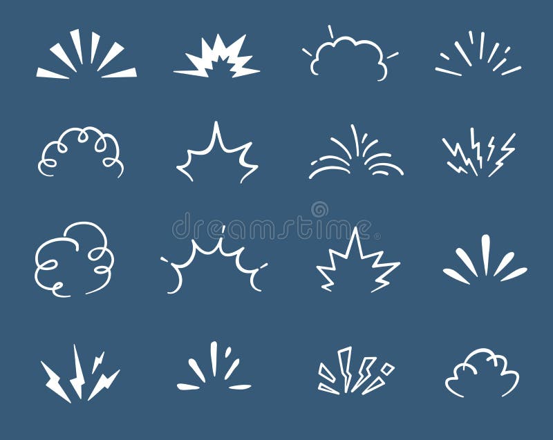 Cartoon Doodle Bomb Explosion, Comic Boom Clouds Stock Illustration ...