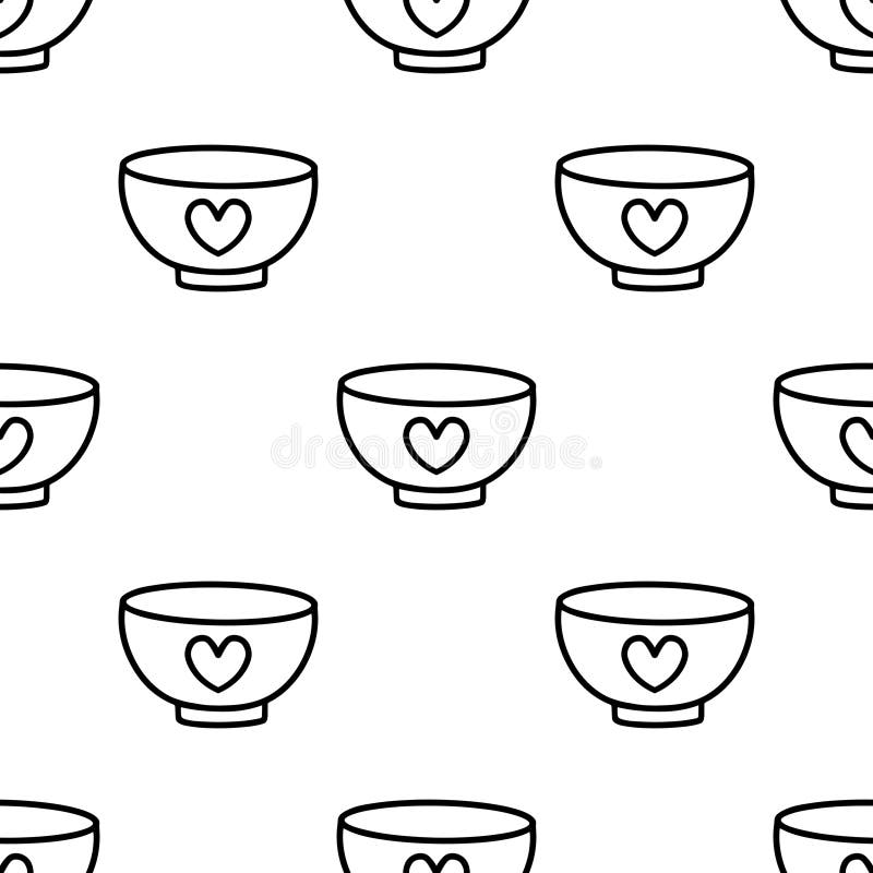 Cartoon Doodle Bowl Seamless Pattern. Stock Illustration - Illustration ...
