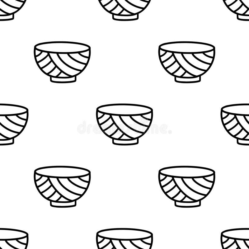 Cartoon Doodle Bowl Seamless Pattern. Stock Vector - Illustration of ...