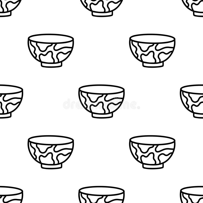 Cartoon Doodle Bowl Seamless Pattern. Stock Illustration - Illustration ...