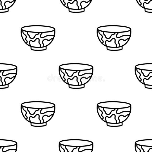 Cartoon Doodle Bowl Seamless Pattern. Stock Illustration - Illustration ...