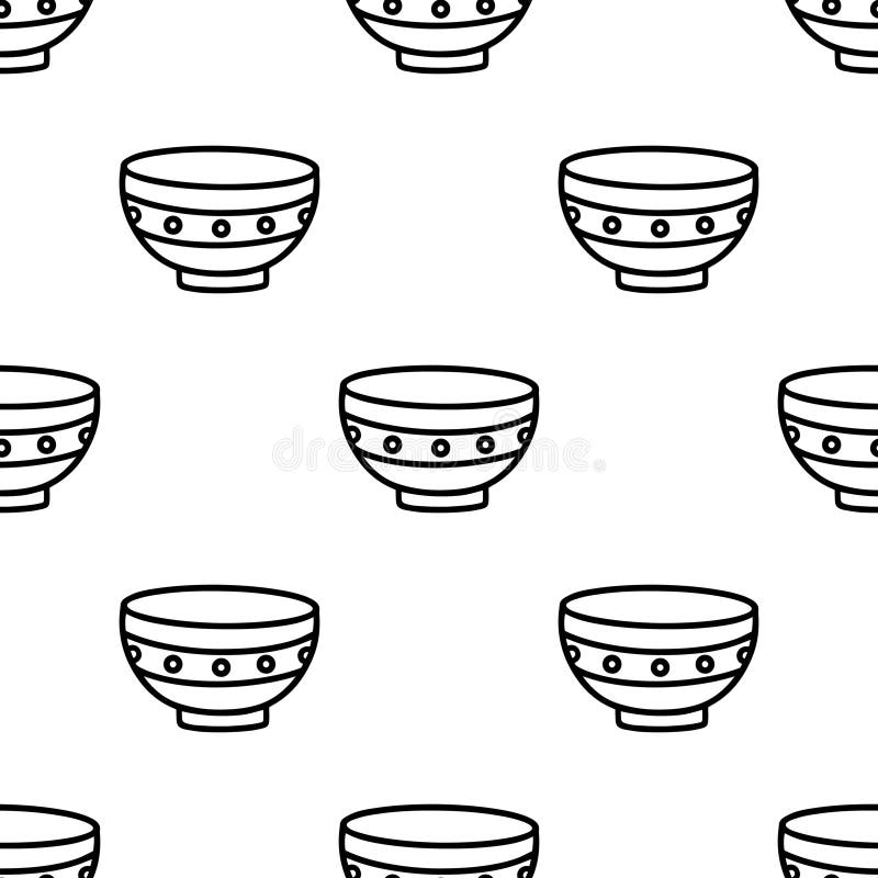 Cartoon Doodle Bowl Seamless Pattern. Stock Vector - Illustration of ...