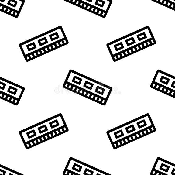 Cartoon Doodle Computer Ram Seamless Pattern. Stock Illustration ...