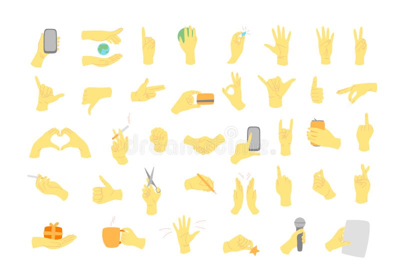 Cartoon Doodle Different Hands Gestures Set. Vector Stock Vector ...