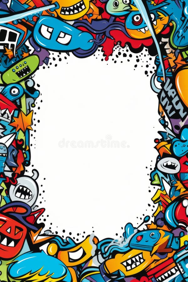 A Frame with Many Different Monsters on it Stock Illustration ...