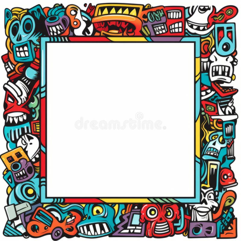 Cartoon Doodle Frame with Various Objects in the Background Stock ...