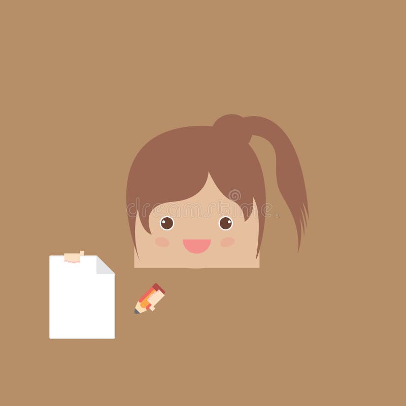Cartoon Doodle Girl Rectangle of Business, Illustration Stock ...