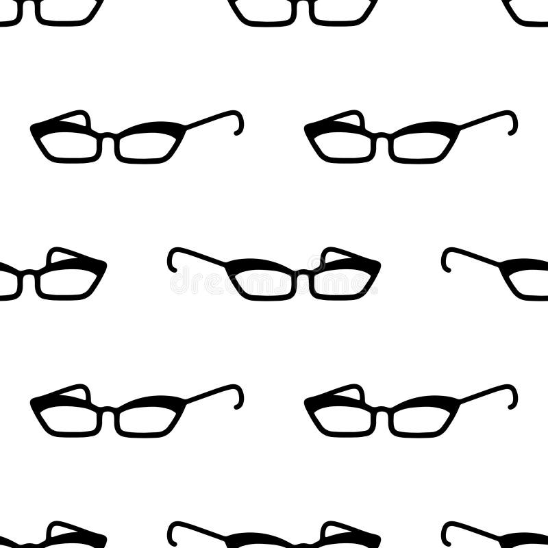 Cartoon Doodle Glasses Seamless Pattern. Stock Vector - Illustration of lifestyle, backdrop ...