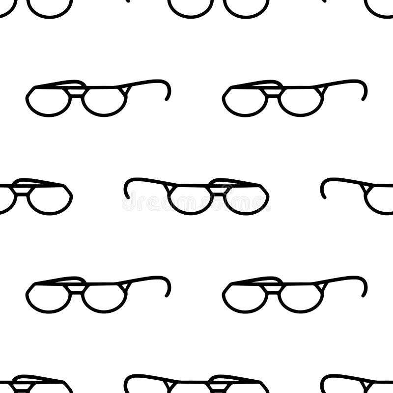 Cartoon Doodle Glasses Seamless Pattern. Stock Vector - Illustration of optic, cool: 370540552