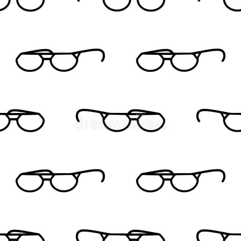 Cartoon Doodle Glasses Seamless Pattern. Stock Vector - Illustration of ...