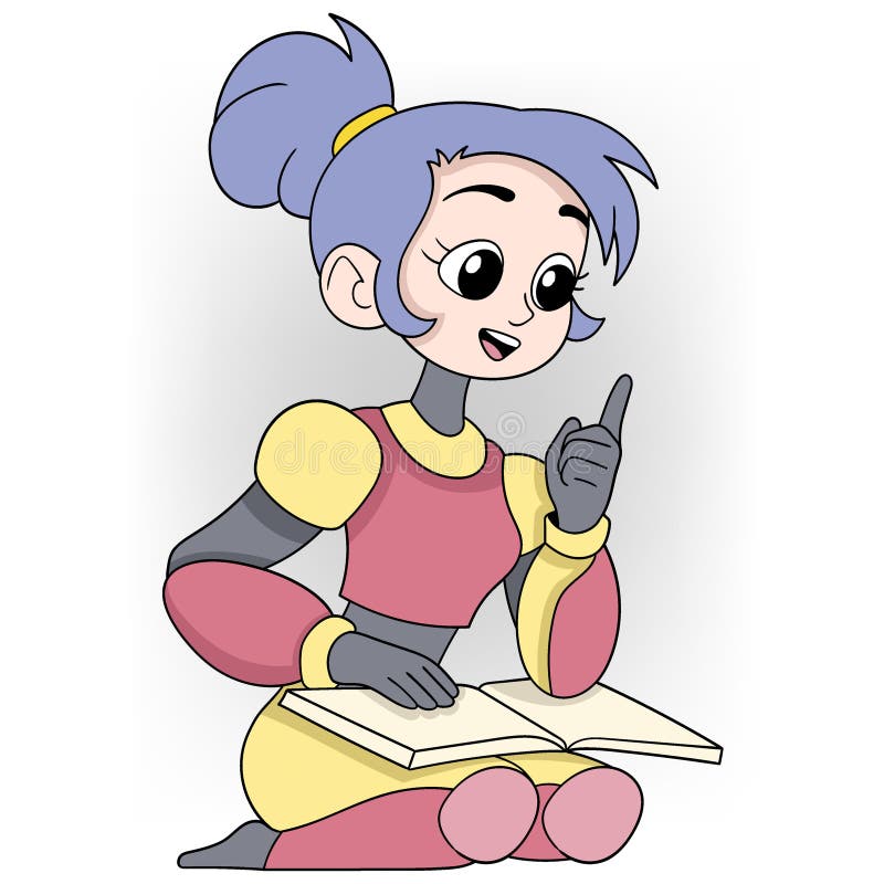 Cartoon Doodle Illustration of Artificial Intelligence Technology ...