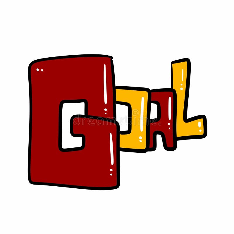 Cartoon Doodle Letter Goal on White Background Stock Illustration ...