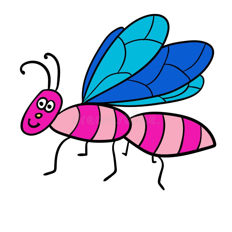 Cartoon Doodle Linear Midge, Fly Isolated on White Background. Stock ...