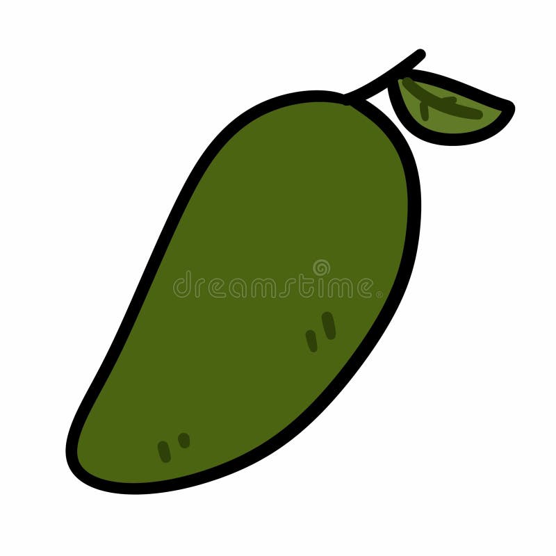 Cartoon Doodle Mango Fruit on White Background Stock Illustration ...