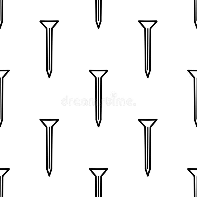 Cartoon Doodle Nail Seamless Pattern, Vector. Stock Vector ...
