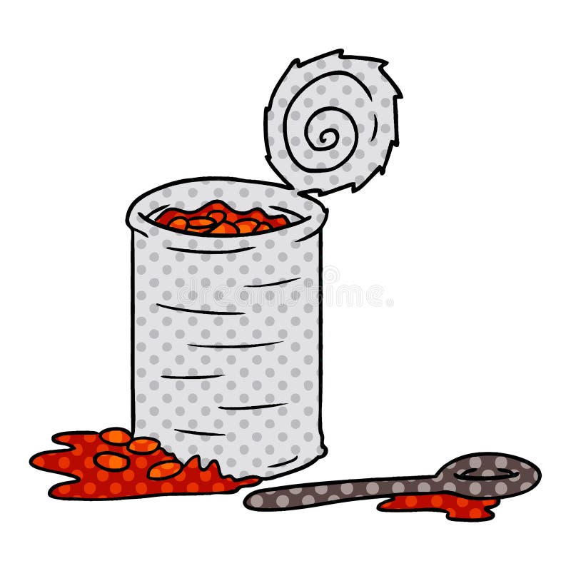 Cartoon Doodle of an Opened Can of Beans Stock Vector - Illustration of ...