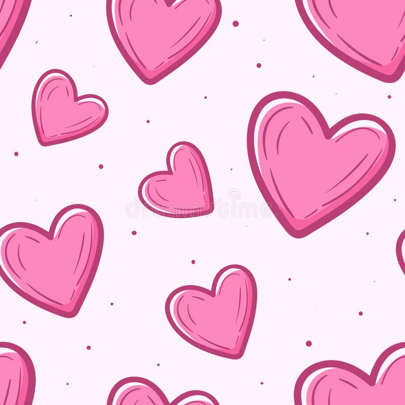 Cartoon Doodle Pink Hearts, Vector Seamless Pattern Stock Vector ... Cartoon Doodle Pink Hearts, Vector Seamless Pattern Stock Vector ...