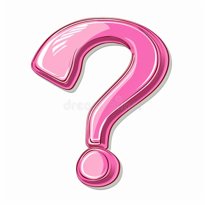 Cartoon Doodle Pink Question Mark on White Background Stock ...