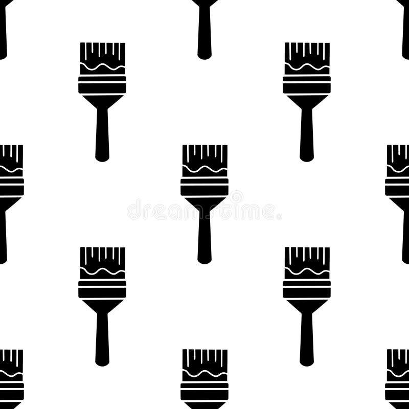 Cartoon Doodle Silhouette Paint Brush Seamless Pattern, Vector. Stock Vector - Illustration of ...
