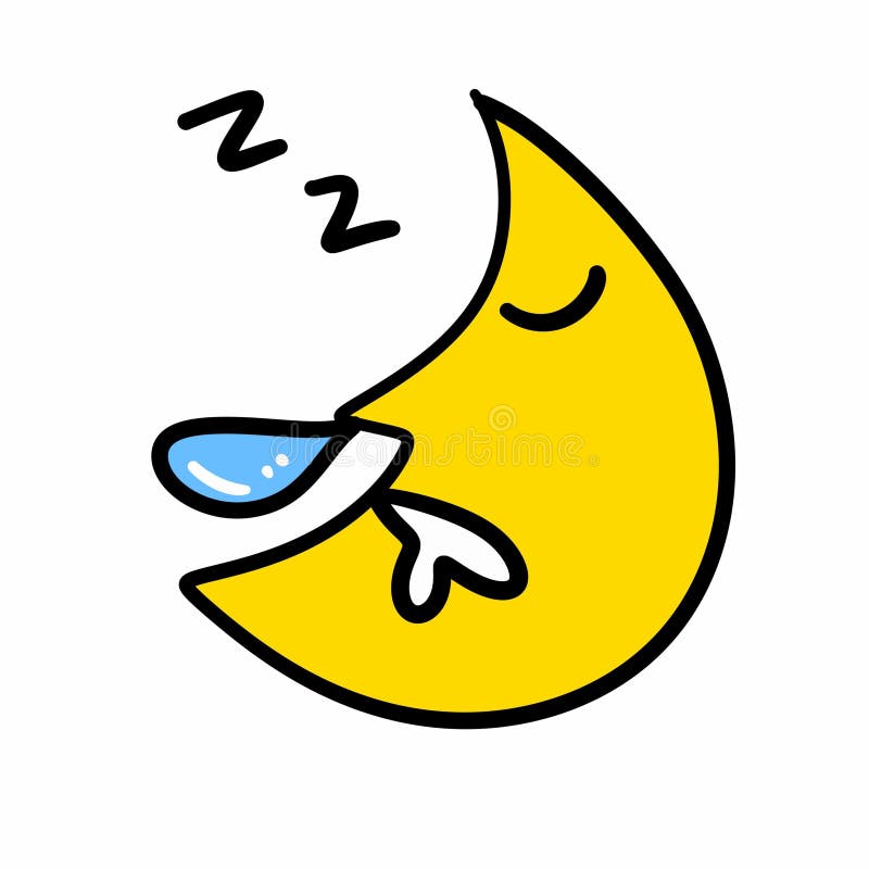 Cartoon Doodle of a Sleeping Moon Stock Illustration - Illustration of ...