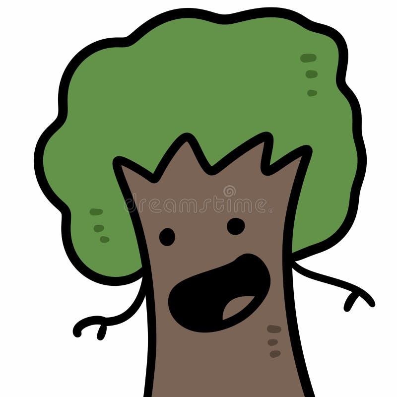 Cartoon Doodle Waving Tree, Illustration Stock Illustration ...
