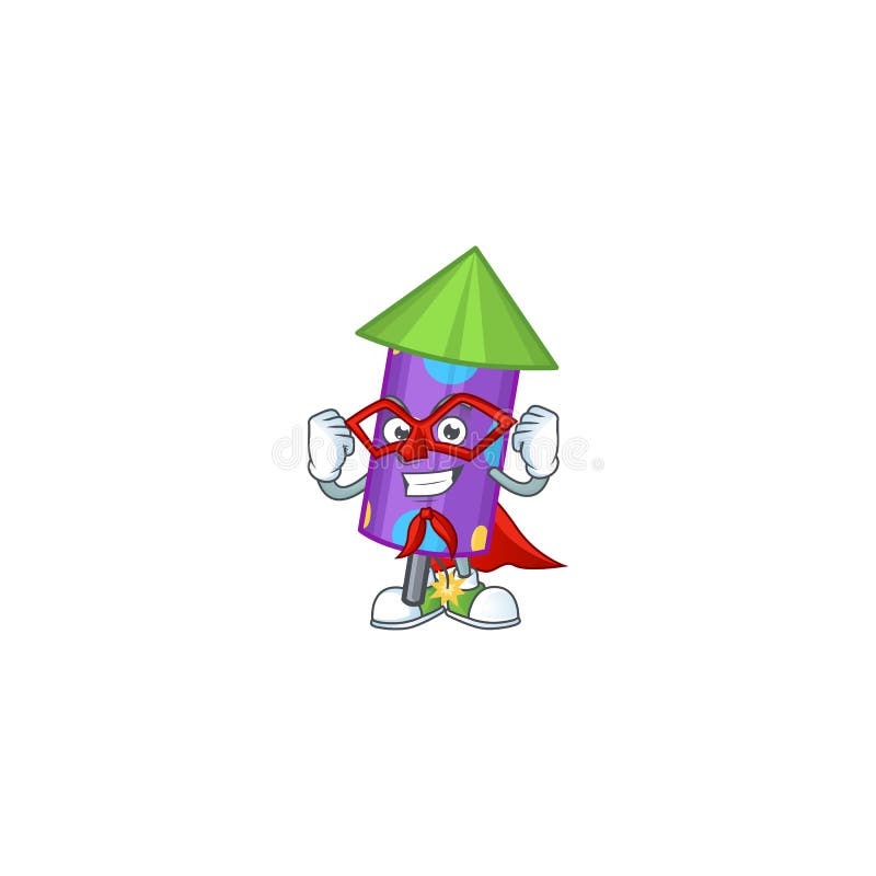 A Cartoon of Dot Fireworks Rocket Wearing Costume of Super Hero Stock ...