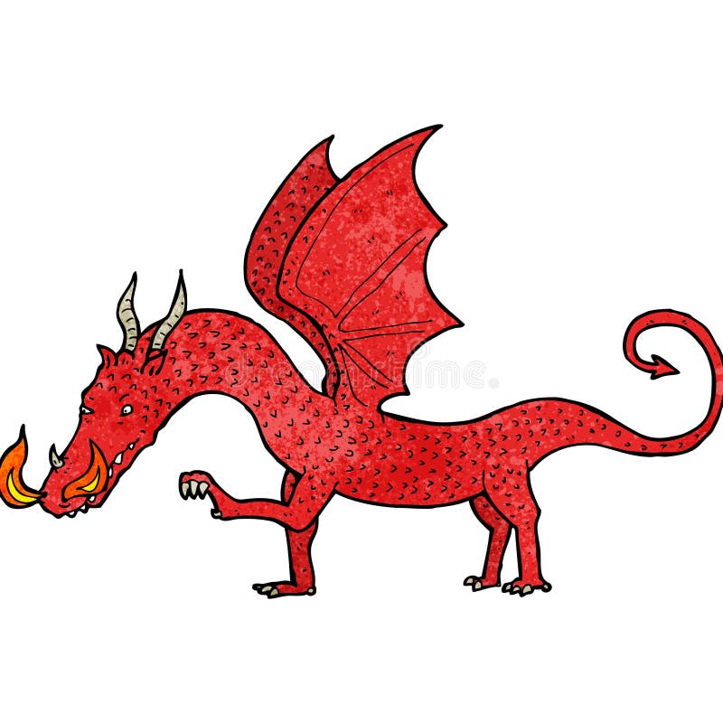 Red Dragon Cartoon Illustration Stock Vector - Illustration of drawings ...