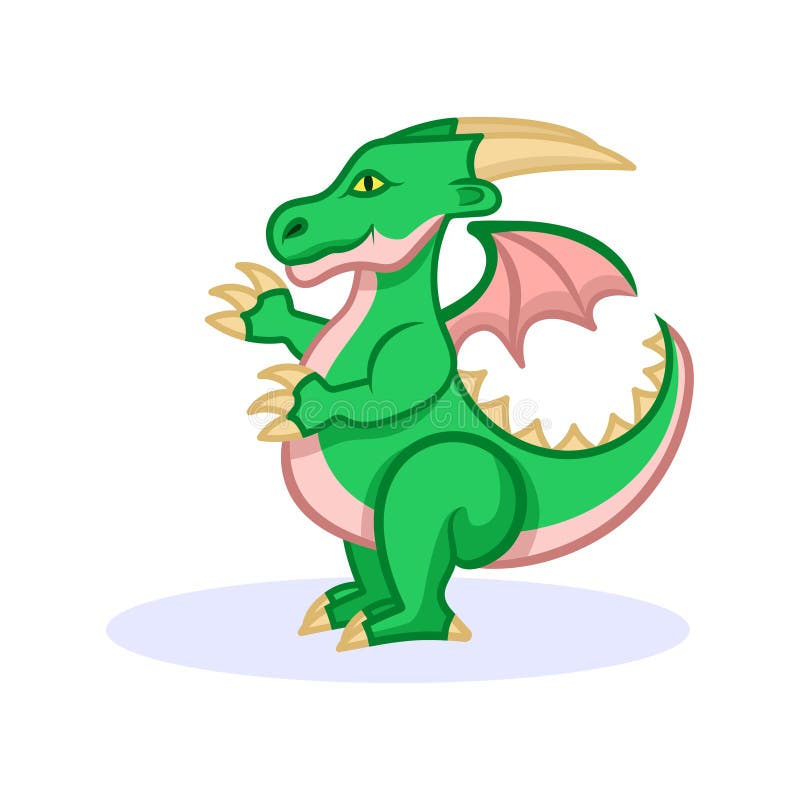 Cartoon Dragon Posing with Fire Stock Vector - Illustration of fairy ...
