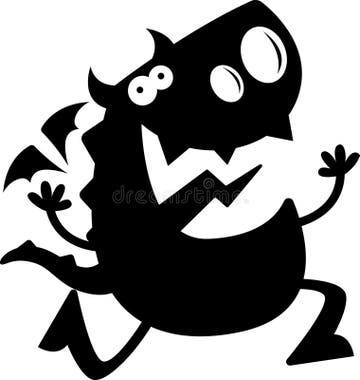 Cartoon Dragon Silhouette Running Stock Vector - Illustration of happy ...