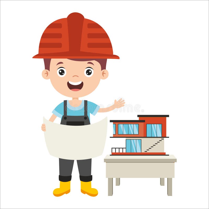 Cartoon Drawing of an Architect Stock Vector - Illustration of desk ...