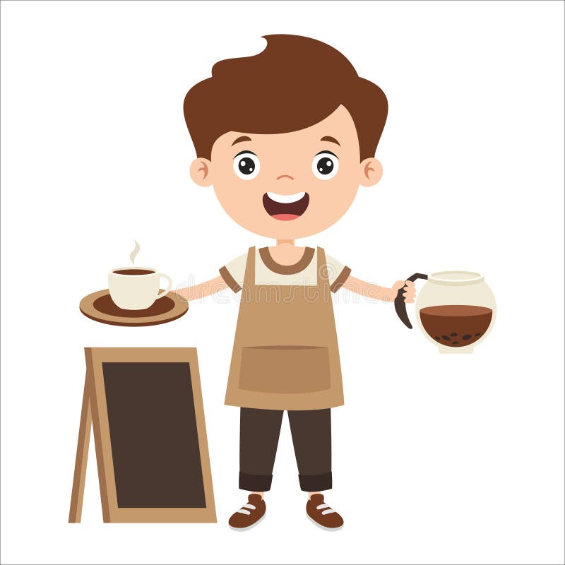 Cartoon Drawing of a Barista Stock Vector - Illustration of preparation ...
