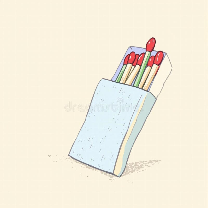 A Cartoon Drawing of a Box of Matches with the Box Open Stock ...