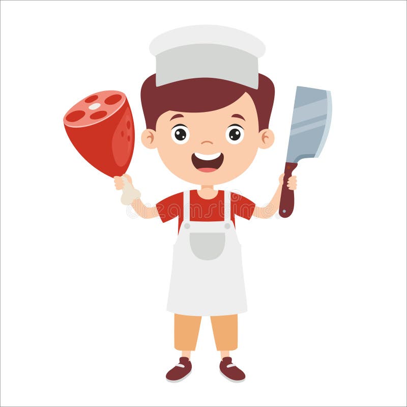 Cartoon Drawing of a Butcher Stock Vector - Illustration of meat ...