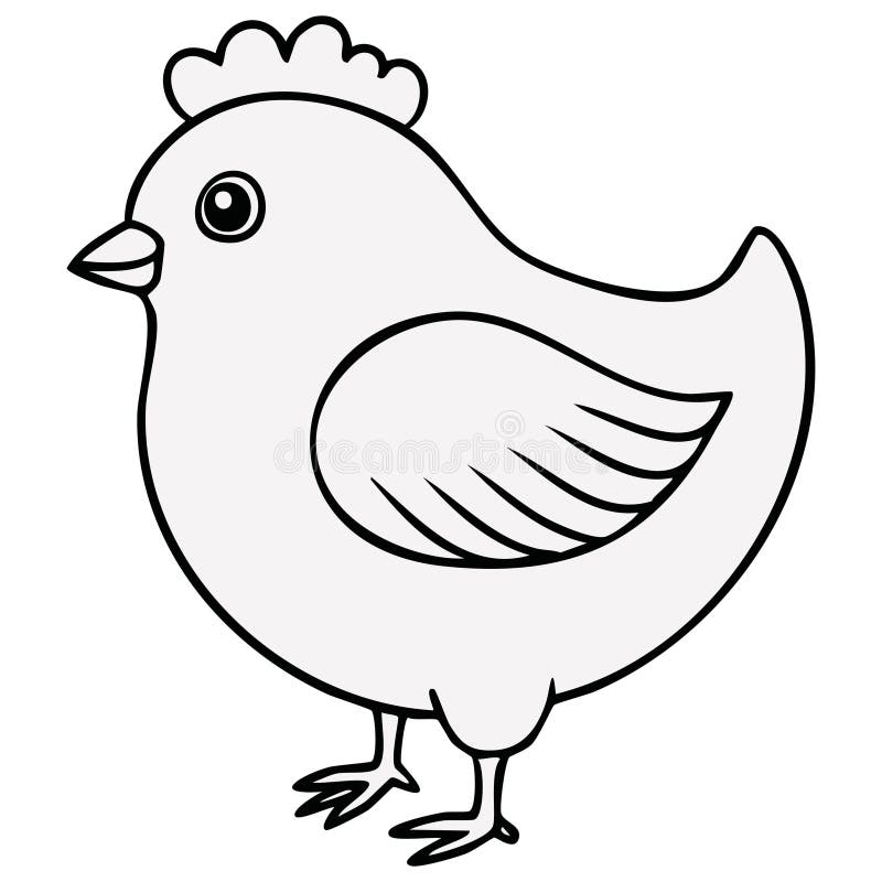 Cartoon Drawing of a Chicken, Simple Character Illustration Stock ...