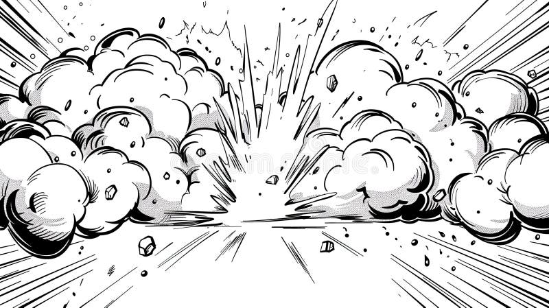 A Cartoon Drawing of a Cloud of Dust with a Large Explosion in the ...