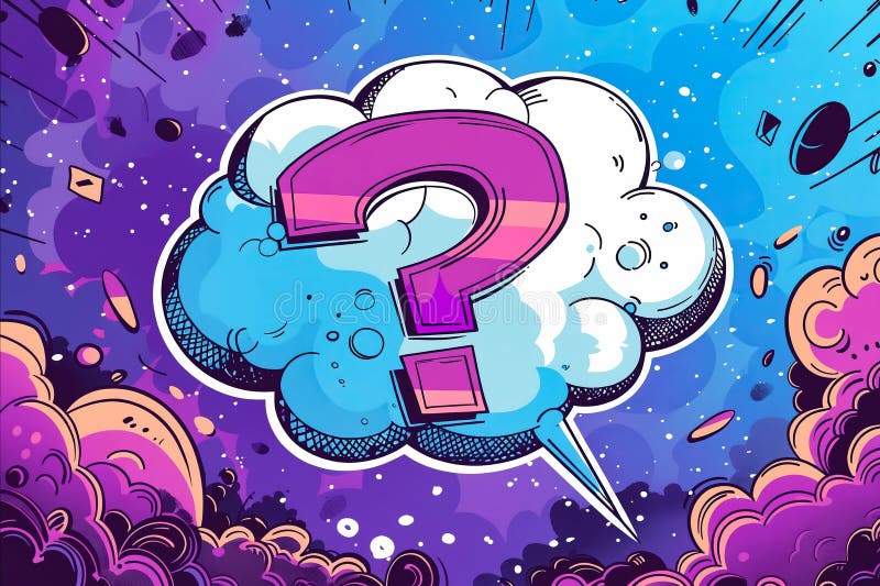A Cartoon Drawing of a Cloud with a Question Mark in the Middle ...