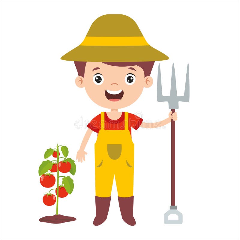 Cartoon Drawing of a Farmer Stock Vector - Illustration of cultivated ...