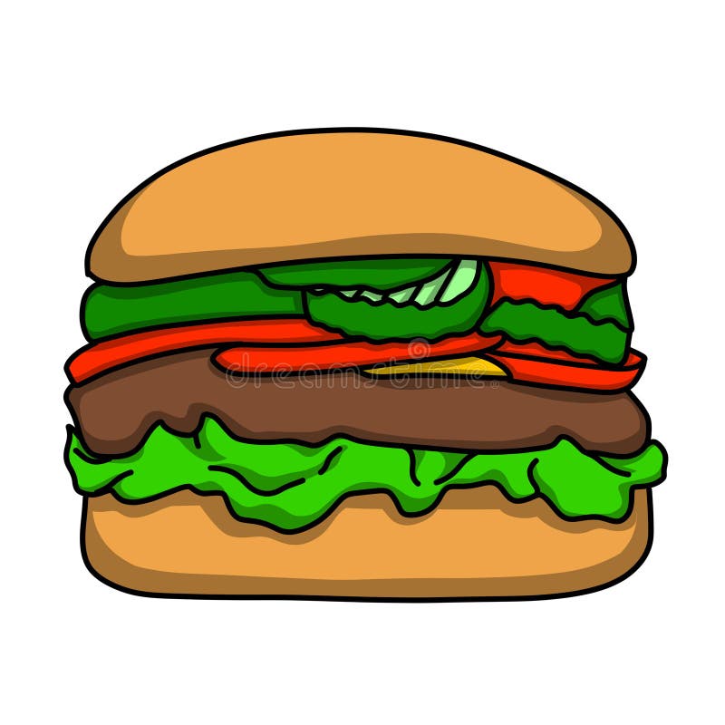Cartoon Drawing of Fast Food Including Burger Stock Vector ...