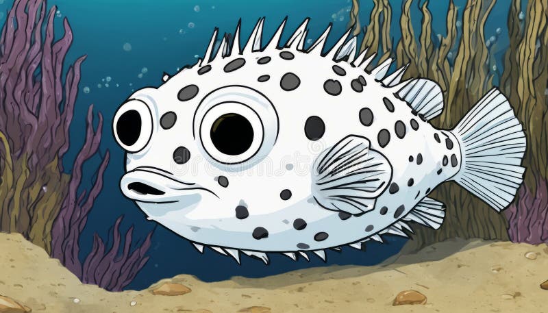 A Cartoon Drawing of a Fish with Big Eyes Stock Illustration ...