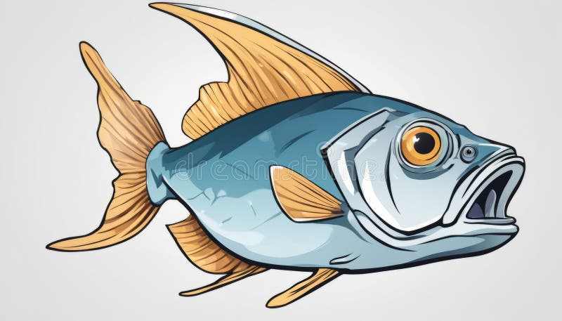A Cartoon Drawing of a Fish with a Big Mouth Stock Illustration ...