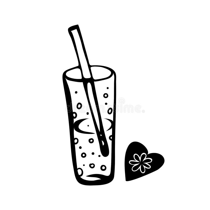 Cartoon Drawing of a Glass with a Drink and a Straw. Stock Vector ...