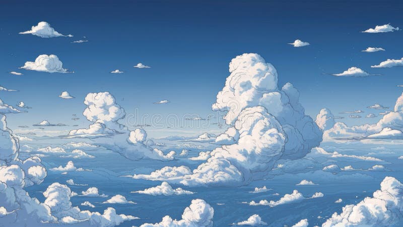 A Cartoon Drawing of a Large Cloud Formation in the Sky, AI Stock Photo ...