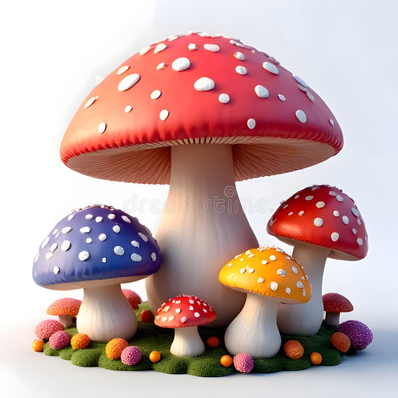 Cartoon Drawing Many Types of Mushrooms Stock Illustration ...