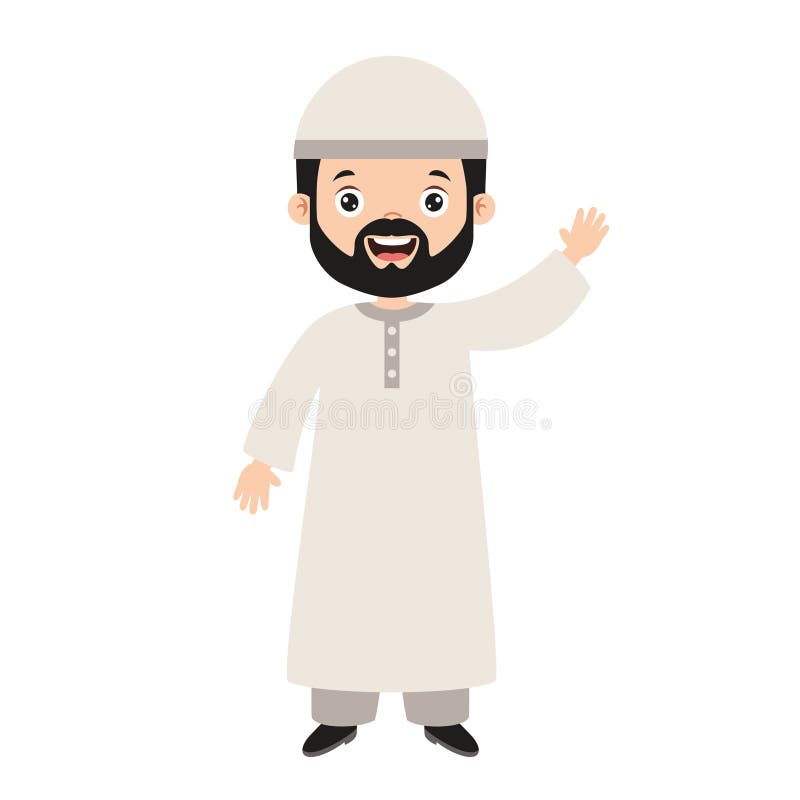 Cartoon Drawing of a Muslim Man Stock Vector - Illustration of greeting ...