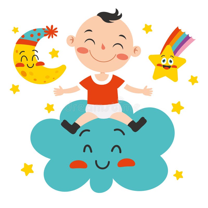 Cartoon Drawing of a Newborn Baby Character Stock Vector - Illustration ...