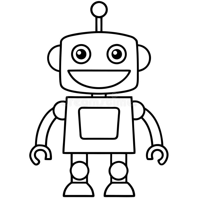 A Cartoon Drawing of a Robot with Eyes and a Smile on it Stock Vector ...